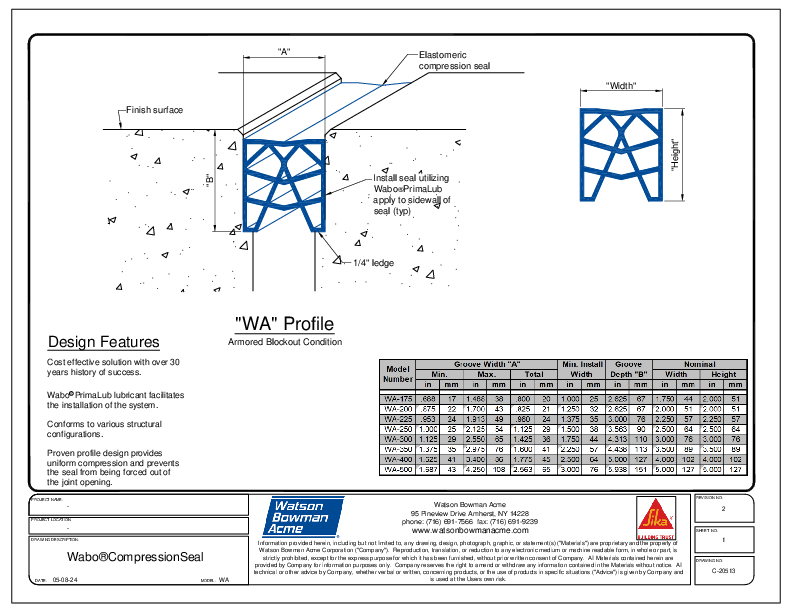 Wabo®CompressionSeal (WA) Horizontal - Preformed Elastic Joint Seal