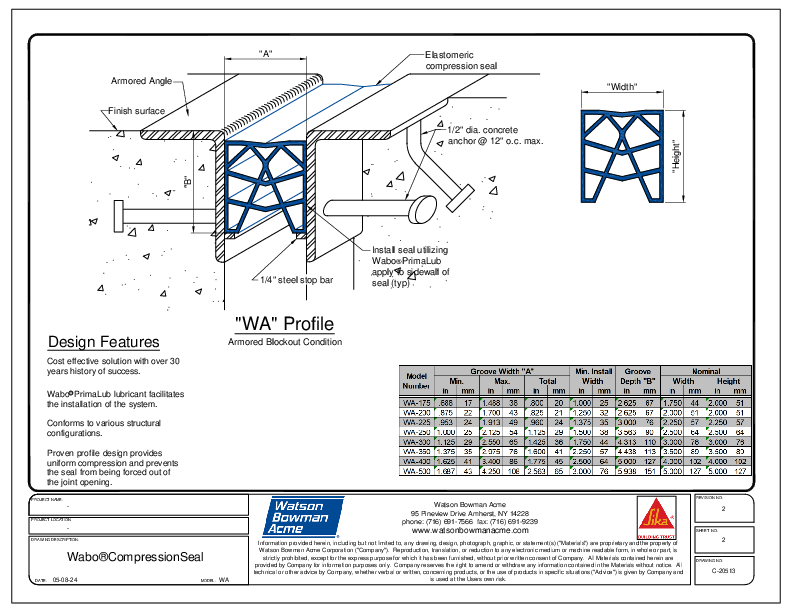 Wabo®CompressionSeal (WA) Horizontal - Preformed Elastic Joint Seal