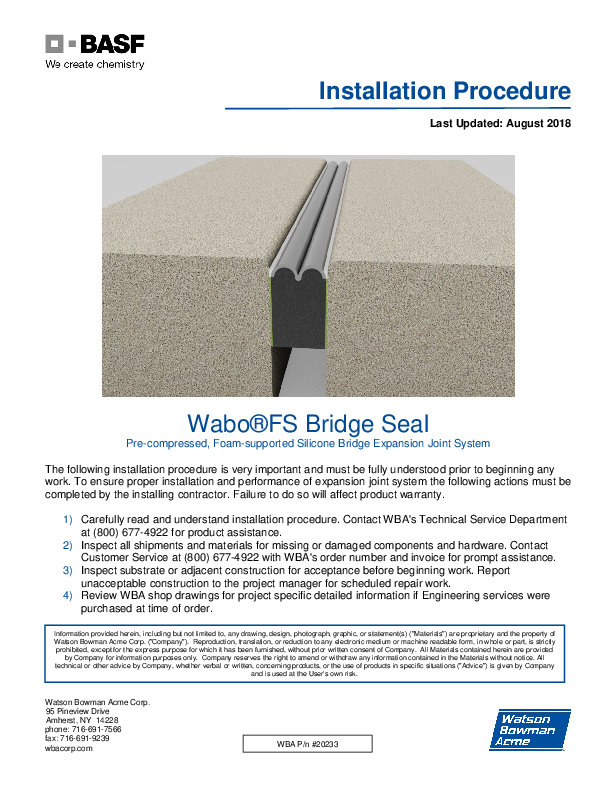 Watson Bowman Acme | Wabo®FS Bridge Seal